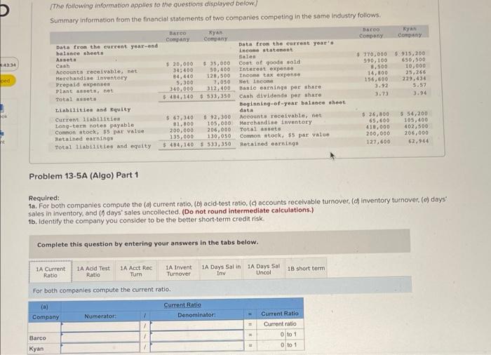 Solved (The following information applies to the questions | Chegg.com