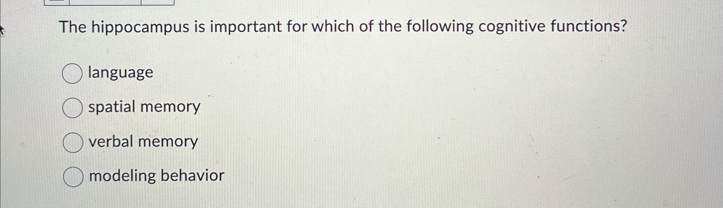Solved The hippocampus is important for which of the | Chegg.com