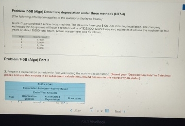 Solved Problem 7-5B (Algo) ﻿Determine deprecistion under | Chegg.com