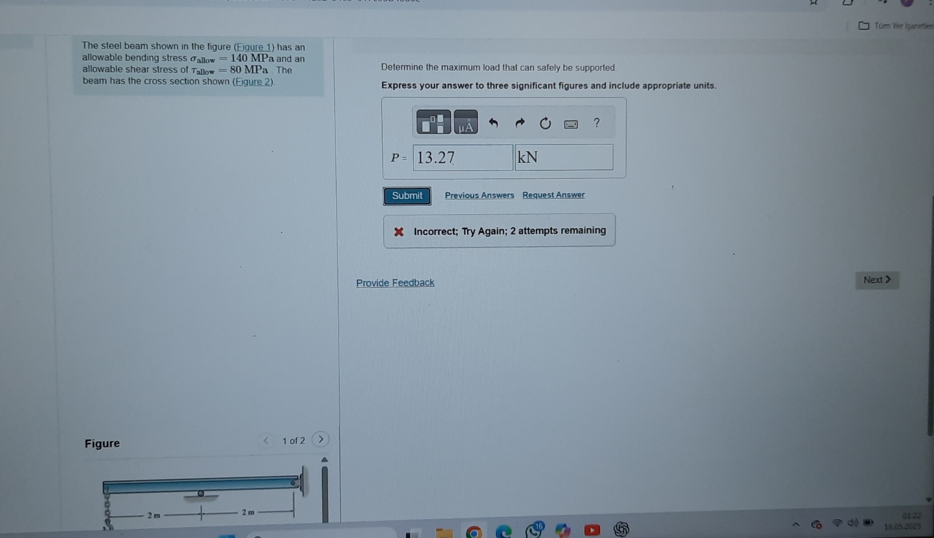 [Solved]: Tum Yer Iganetler The steel beam shown in the figu
