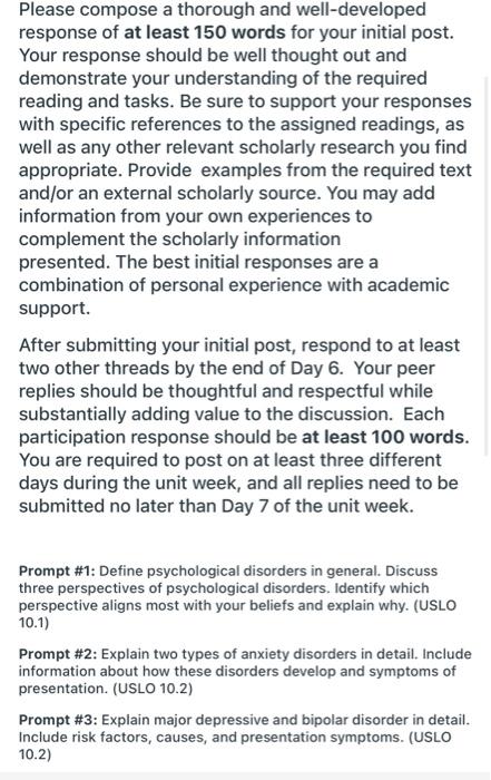 Solved Please compose a thorough and well-developed response | Chegg.com
