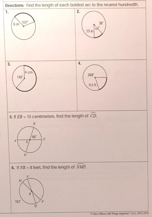 Solved Directions: Find the length of each bolded arc to the | Chegg.com