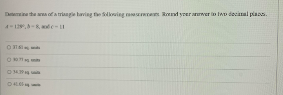 Solved Determine the area of a triangle having the following | Chegg.com