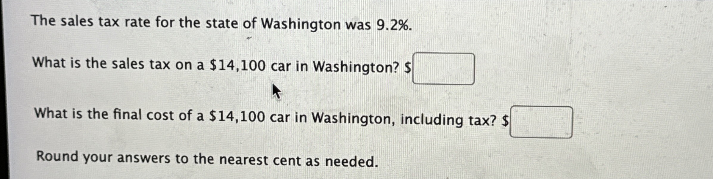 Solved The sales tax rate for the state of Washington was | Chegg.com