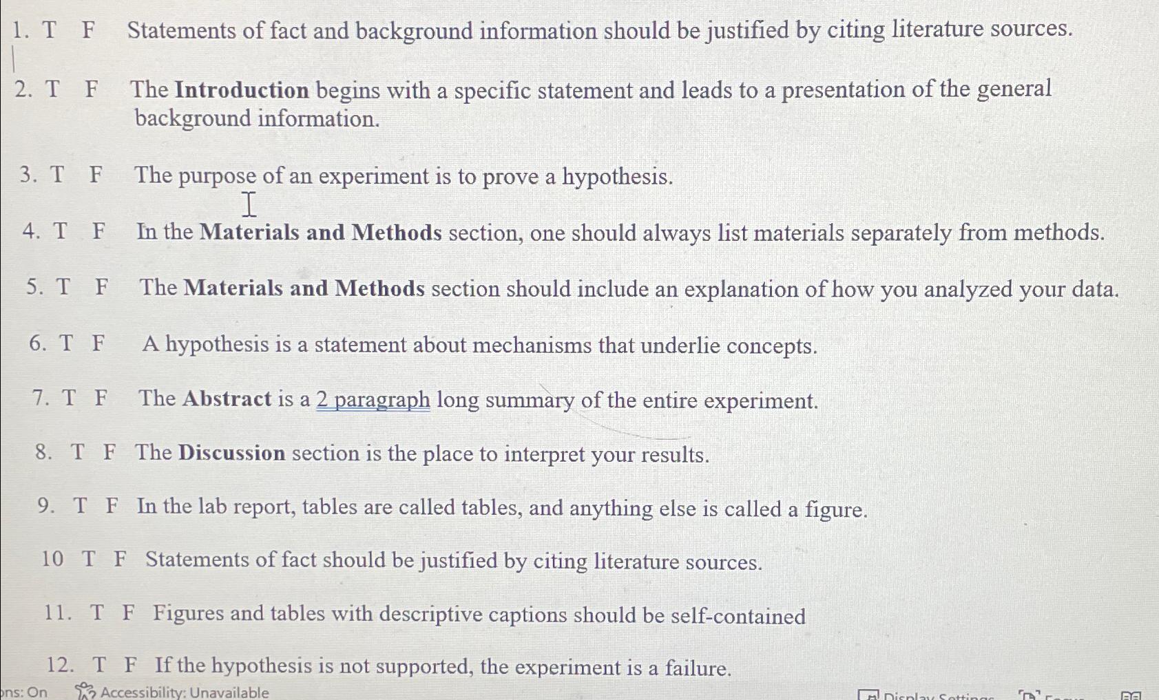 Solved T F Statements of fact and background information | Chegg.com