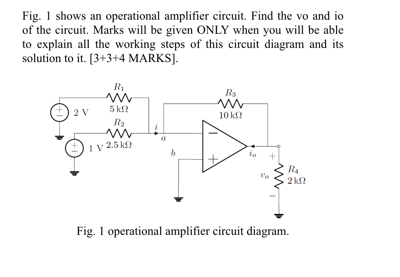 Solved Fig. 1 ﻿shows an operational amplifier circuit. Find | Chegg.com