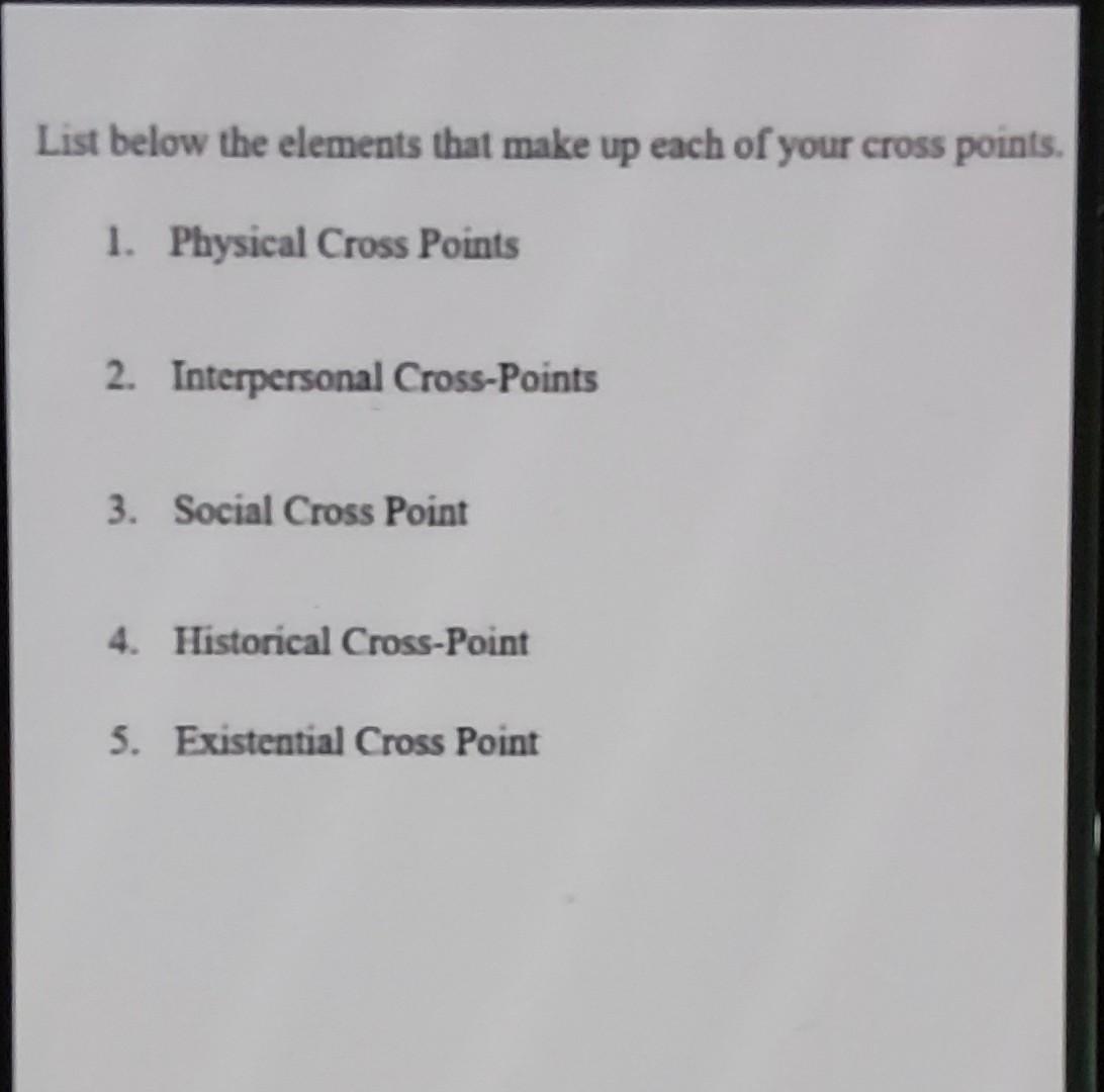 List below the elements that make up each of your | Chegg.com