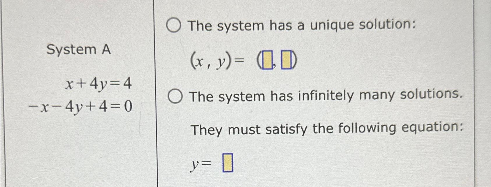 Solved The system has a unique solution:System | Chegg.com