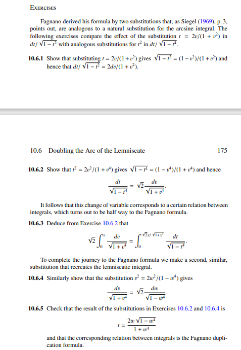 Solved Fagnano derived his formula by two substitutions | Chegg.com