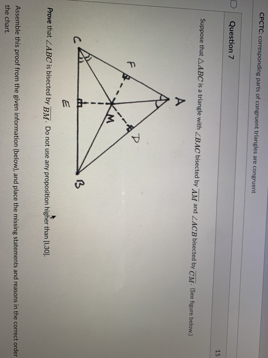 Solved CPCTC: corresponding parts of congruent triangles are | Chegg.com