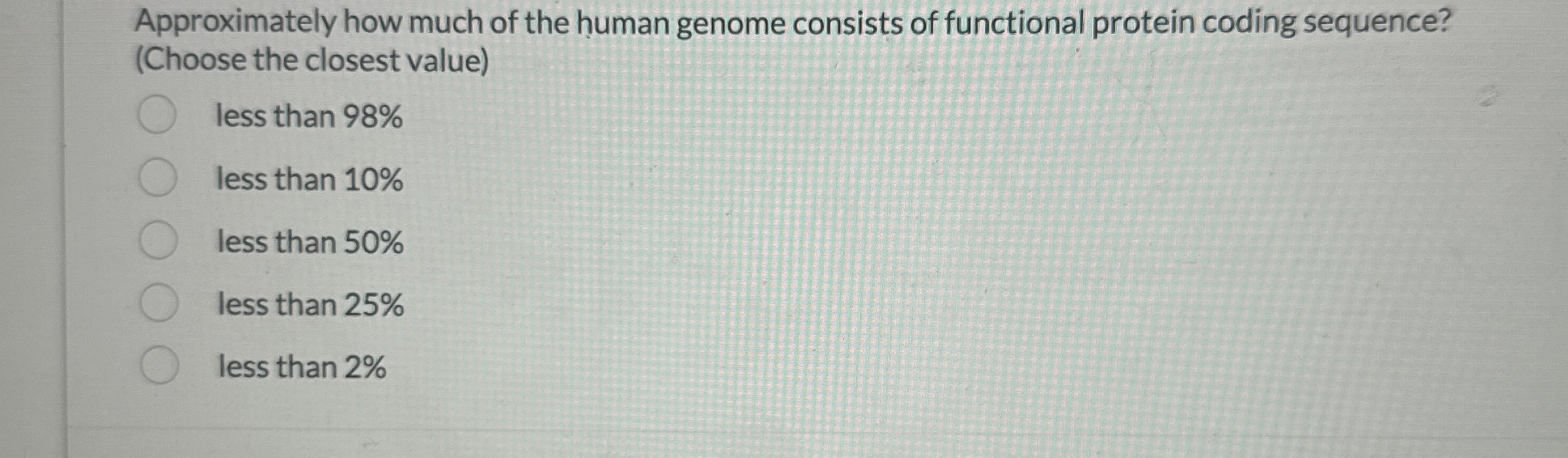 Solved Approximately how much of the human genome consists | Chegg.com