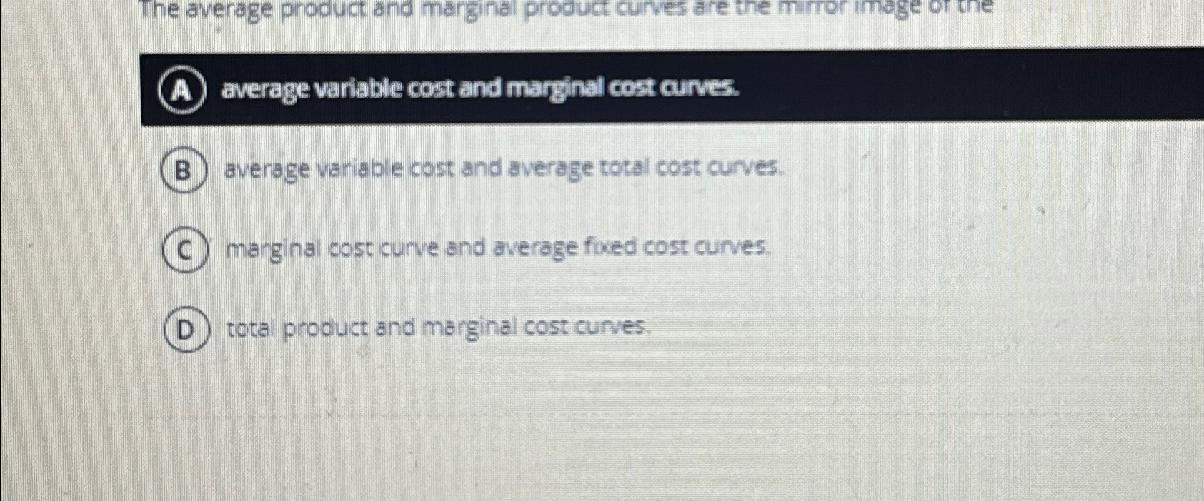 Solved The average product and marginal product curves are | Chegg.com