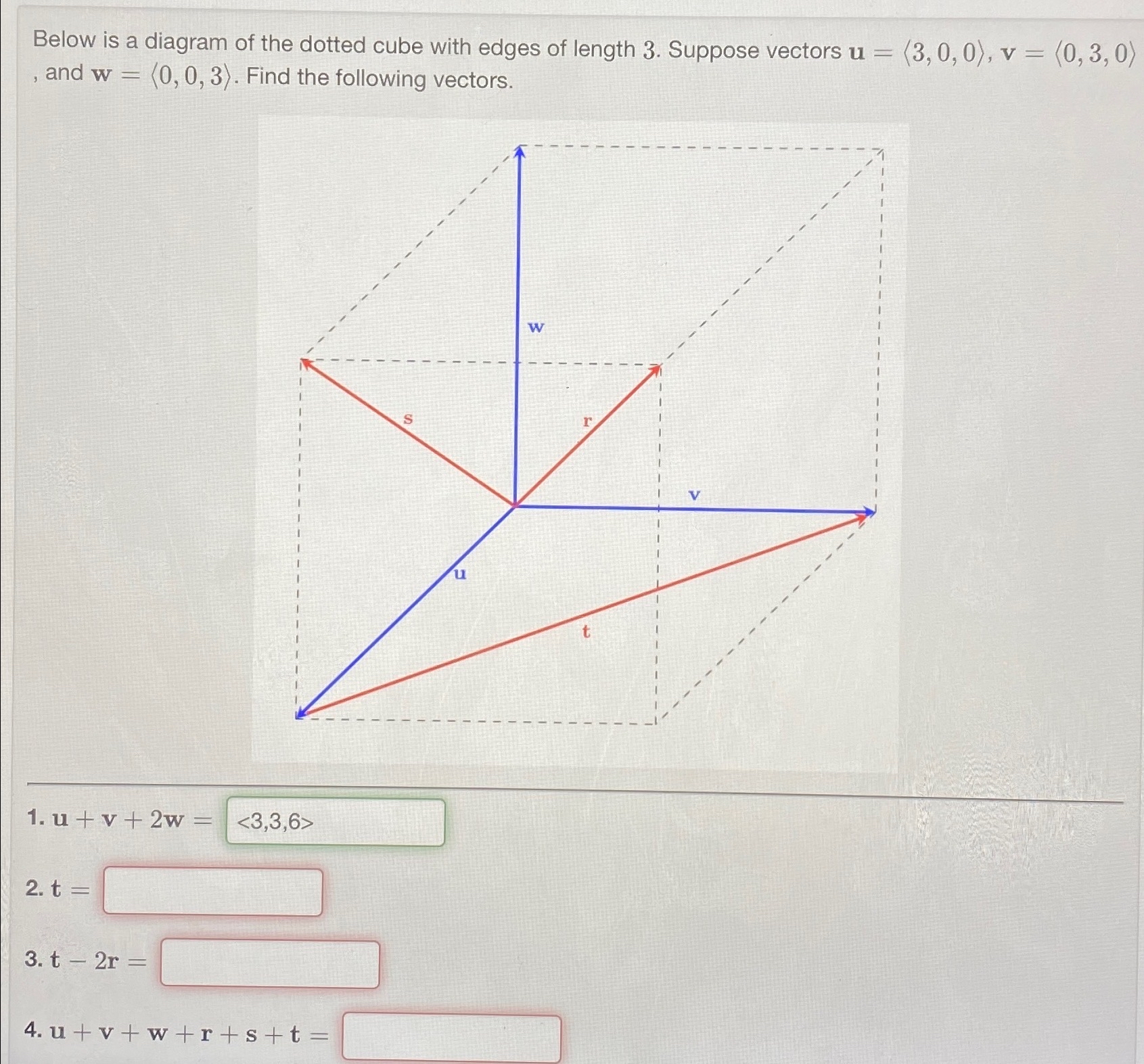 Solved Below is a diagram of the dotted cube with edges of | Chegg.com