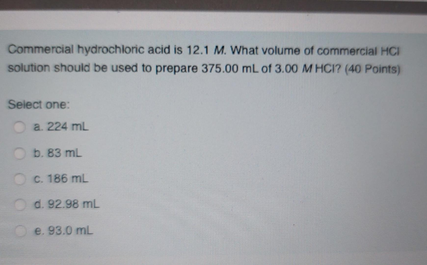 Solved Molarity, M, is defined as (20 Points) Select one: a. | Chegg.com