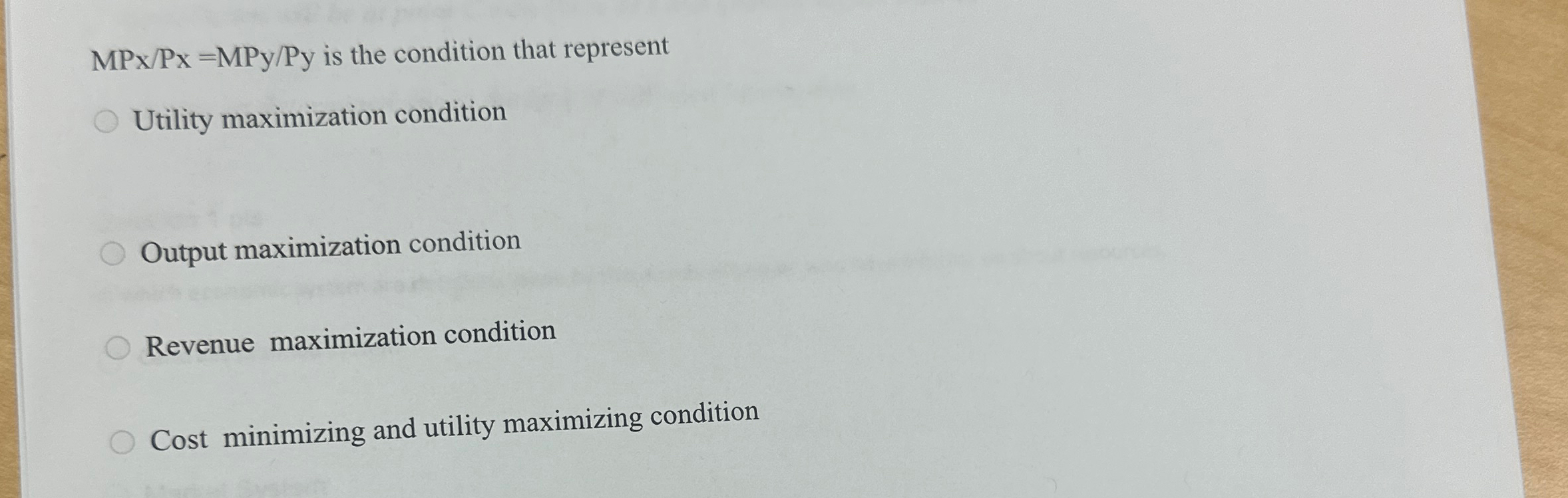 Solved MPxPx=MPyPy ﻿is the condition that represent | Chegg.com