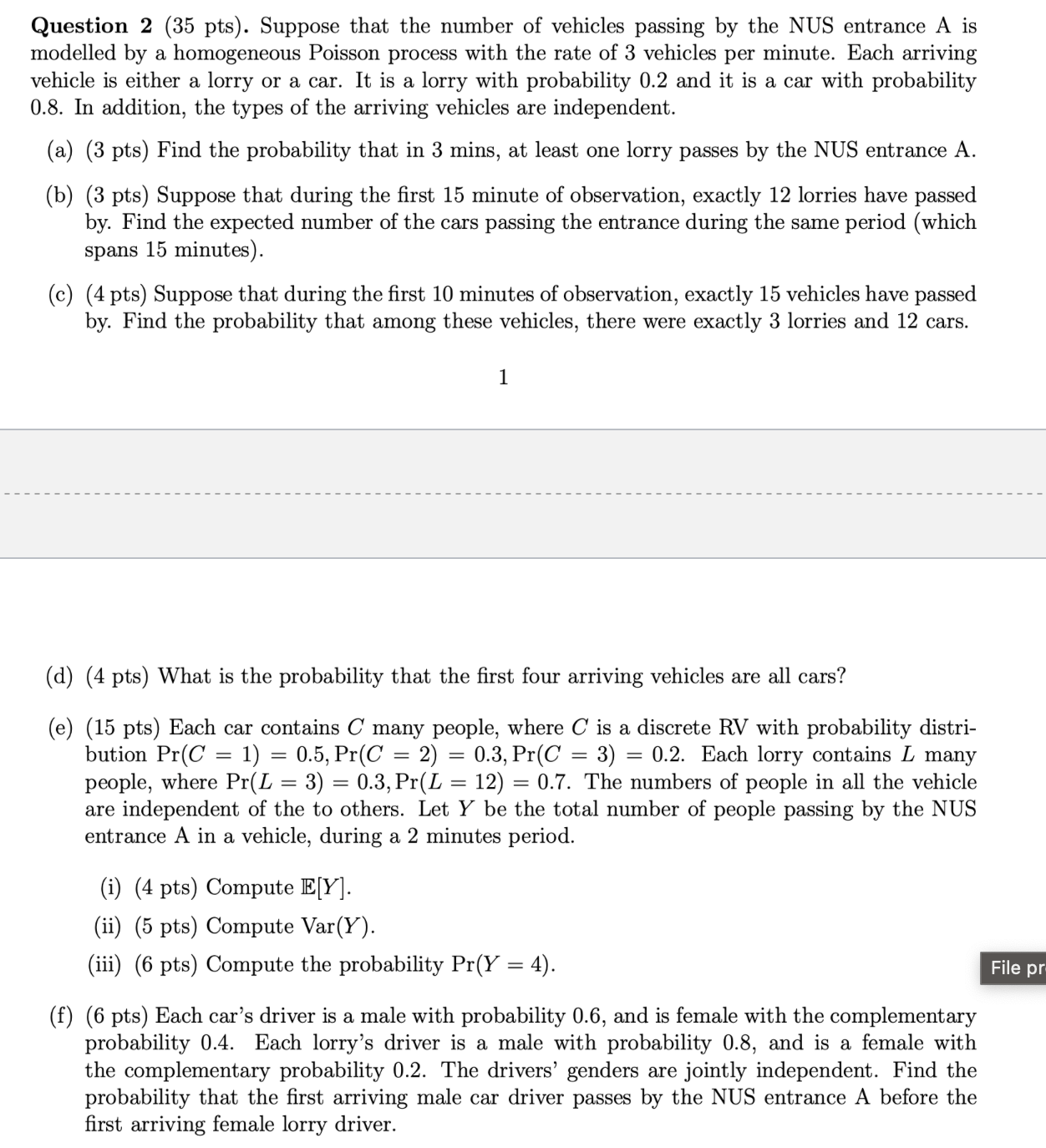 Solved Question 2 (35 ﻿pts). ﻿Suppose that the number of | Chegg.com