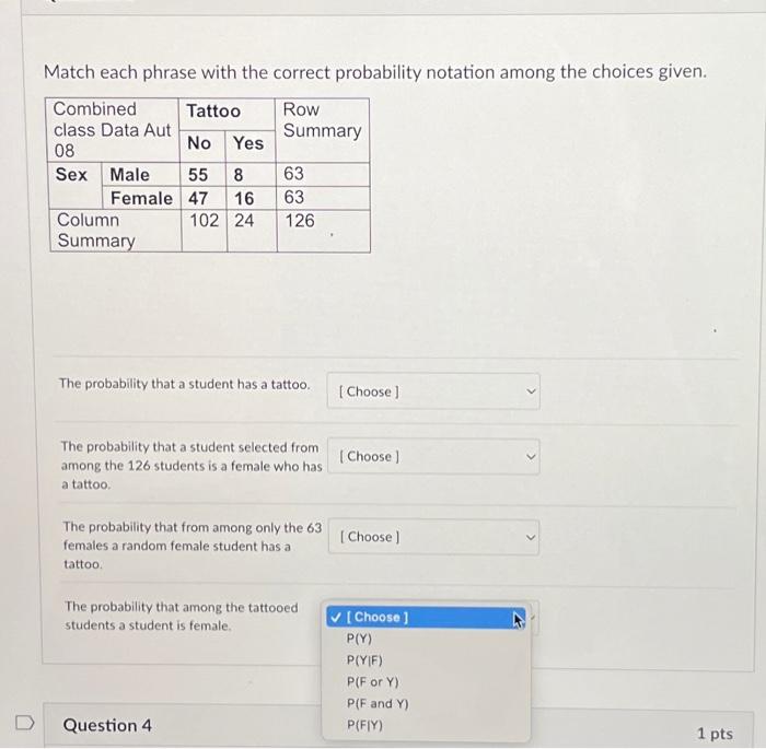 Solved Match each phrase with the correct probability | Chegg.com
