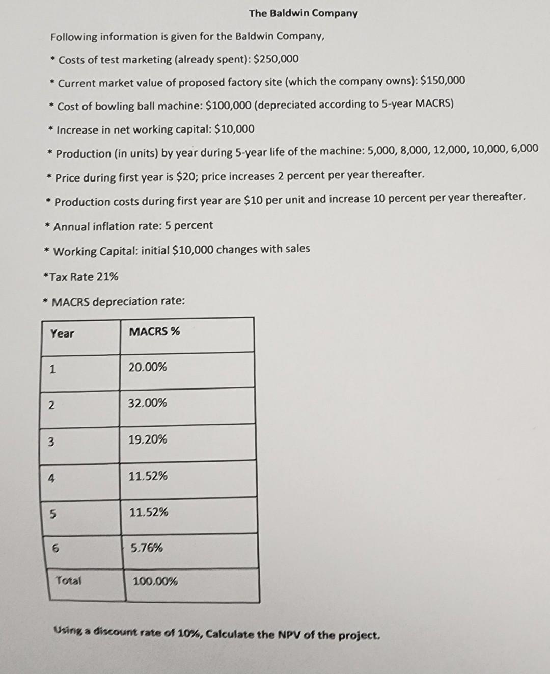 create new excel project using the information given | Chegg.com