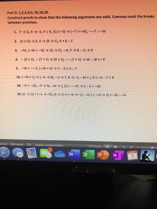 Solved Part D 12345 161820 Construct Proofs To Show