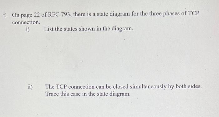 Solved On page 22 of RFC 793 , there is a state diagram for | Chegg.com
