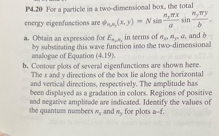 P4.20 For a particle in a two-dimensional box, the | Chegg.com