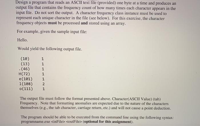 Solved Design a program that reads an ASCII text file | Chegg.com