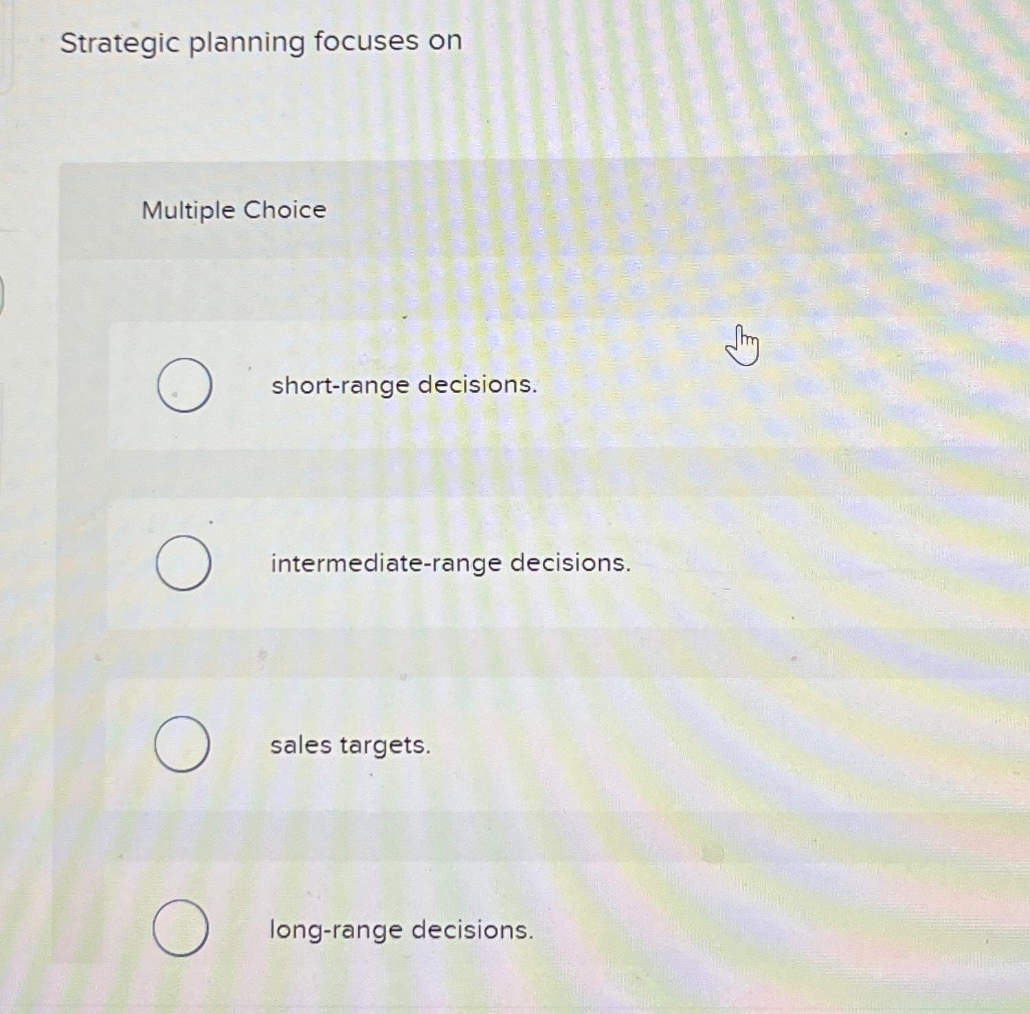 Solved Strategic planning focuses onMultiple | Chegg.com