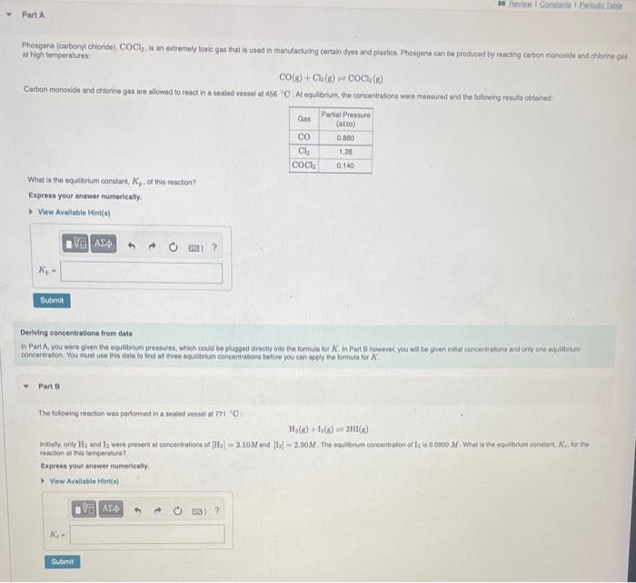 Solved This is a 3 part question Part A Phosgene | Chegg.com