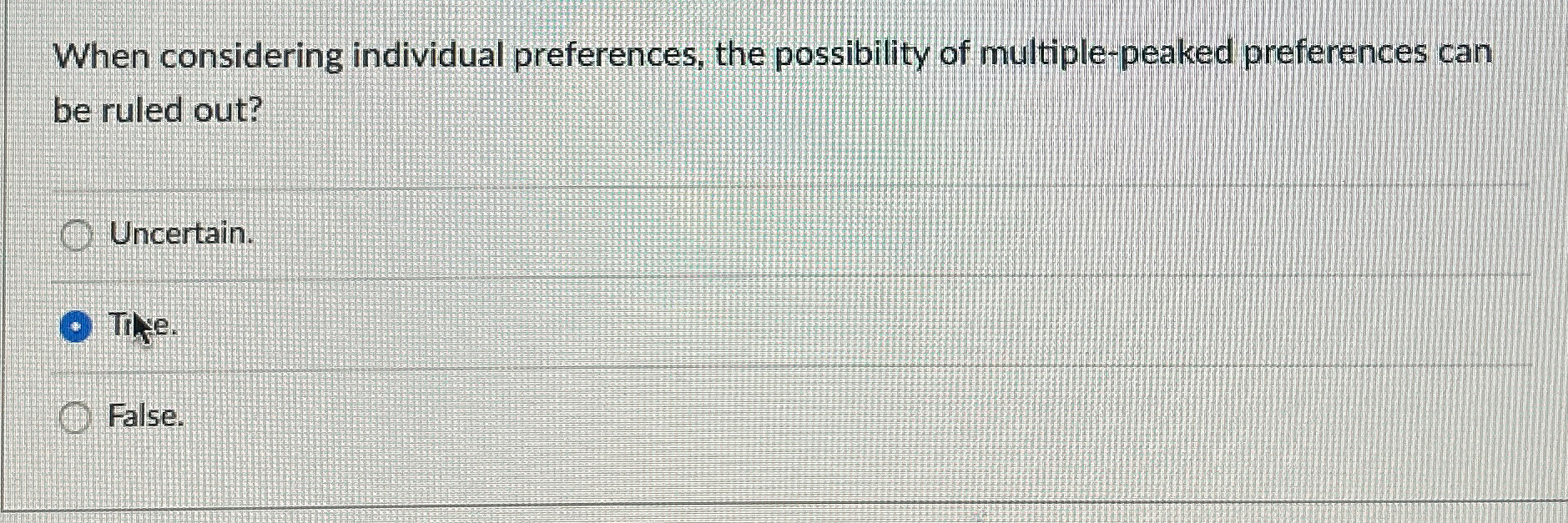 Solved When considering individual preferences, the | Chegg.com