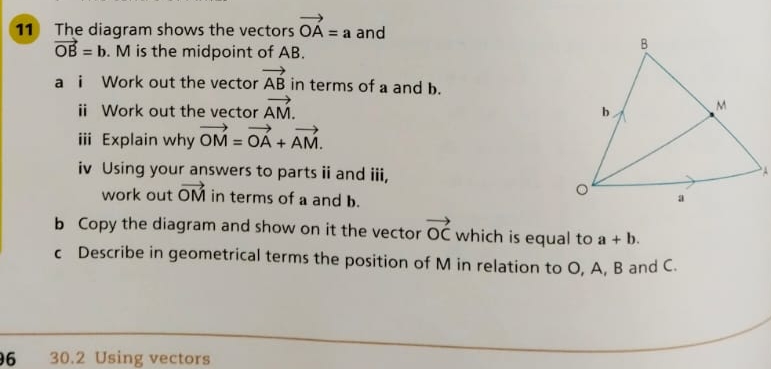 Solved 11 ﻿The diagram shows the vectors vec(OA)=a and | Chegg.com