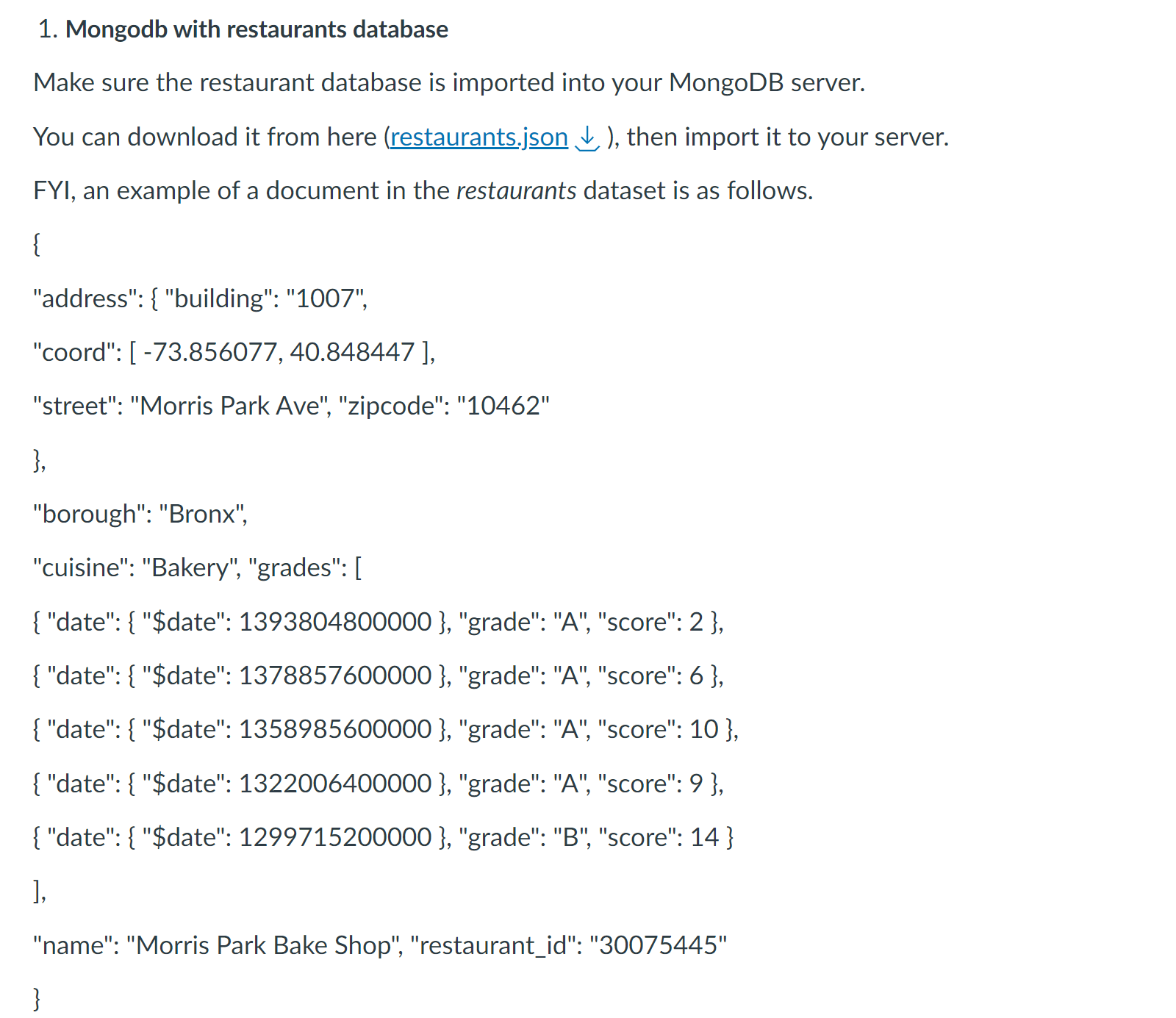 Solved From the collection 'res Mongodb with restaurants | Chegg.com