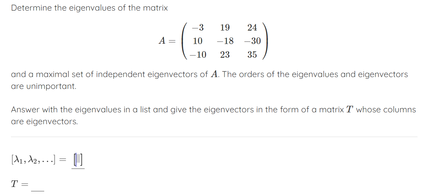 Solved Determine the eigenvalues of the | Chegg.com