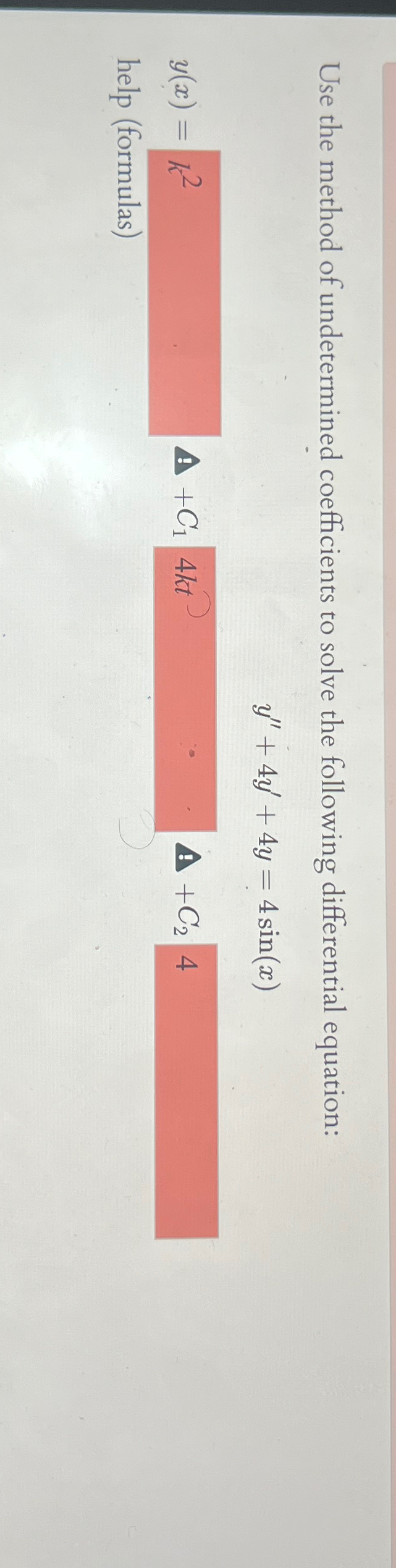 Solved Use the method of undetermined coefficients to solve | Chegg.com