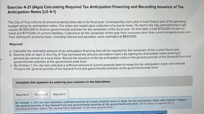 Solved Exercise 4-21 (Algo) Calculating Required Tax | Chegg.com