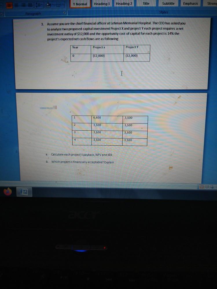 Solved 11 Normal Heading 1 Heading 2 Title Subtitle Emphasis | Chegg.com