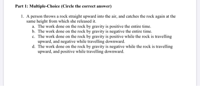 Solved Part 1: Multiple-Choice (Circle the correct answer) | Chegg.com