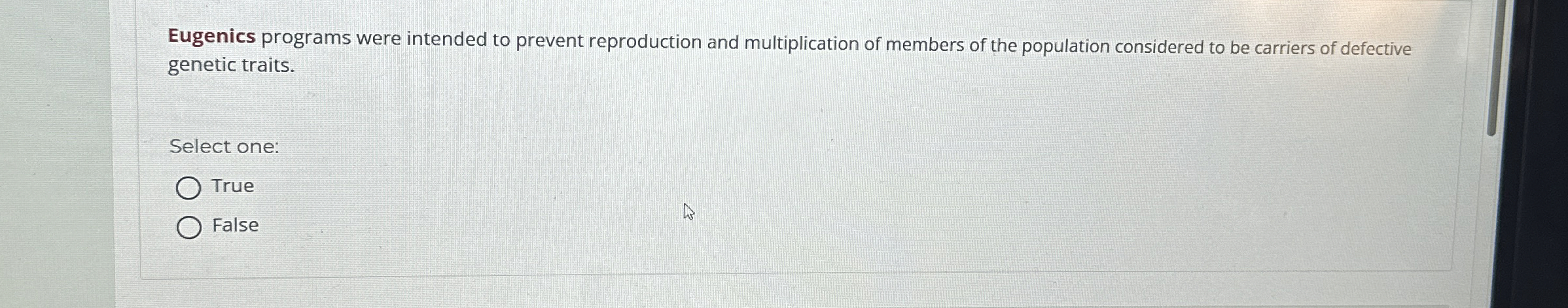 Solved Eugenics programs were intended to prevent | Chegg.com