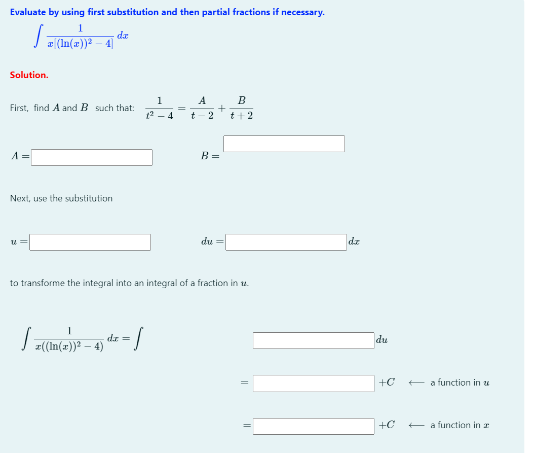 Solved Evaluate by using first substitution and then partial | Chegg.com