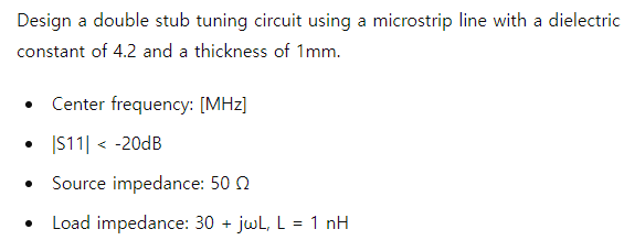 Solved Design a double stub tuning circuit using a | Chegg.com