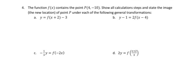 Solved The function f(x) ﻿contains the point P(4,-10). ﻿Show | Chegg.com
