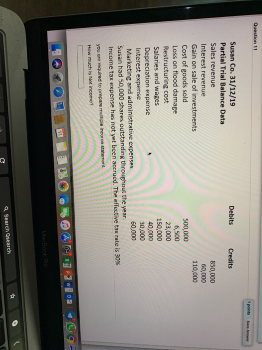 Solved Question 11 1 points Save Answer Susan Co. 31/12/19 | Chegg.com