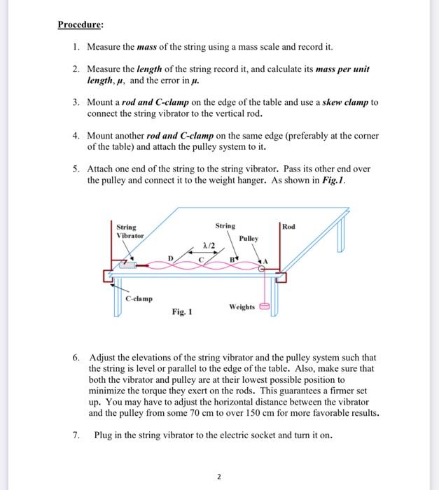 Procedure 1 Measure The Mass Of The String Using A