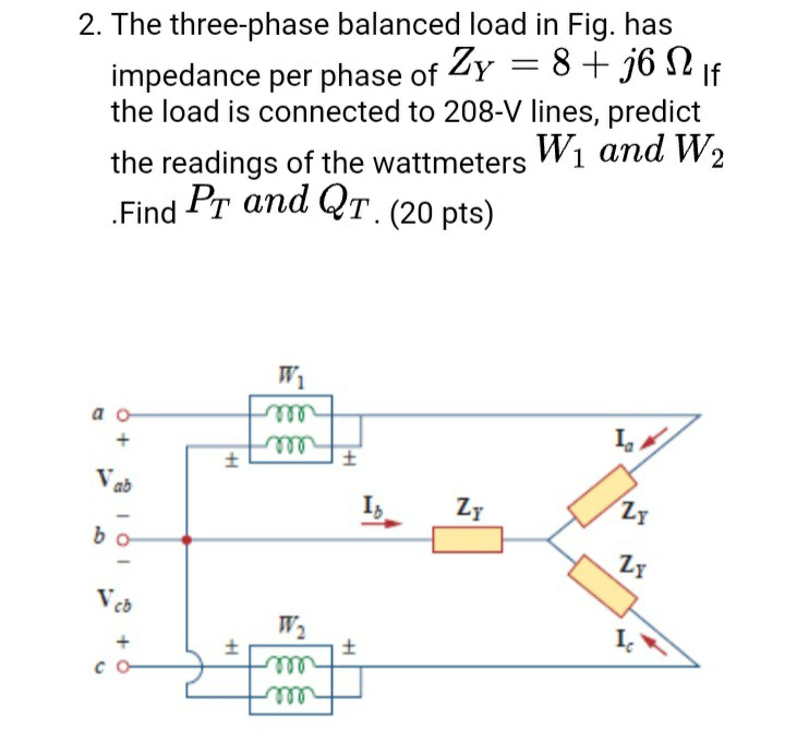 Solved 2. The three-phase balanced load in Fig. has | Chegg.com