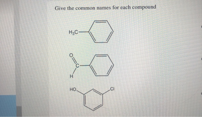 Solved Give the common names for each compound H3C 1993 HO | Chegg.com