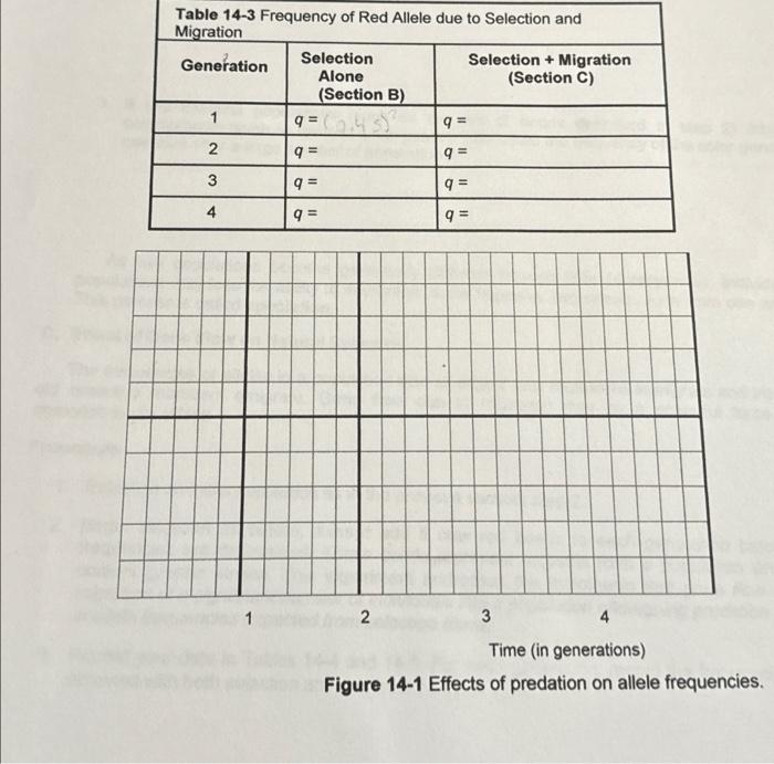 Table 14-3 Frequency of Red Allele due to Selection | Chegg.com