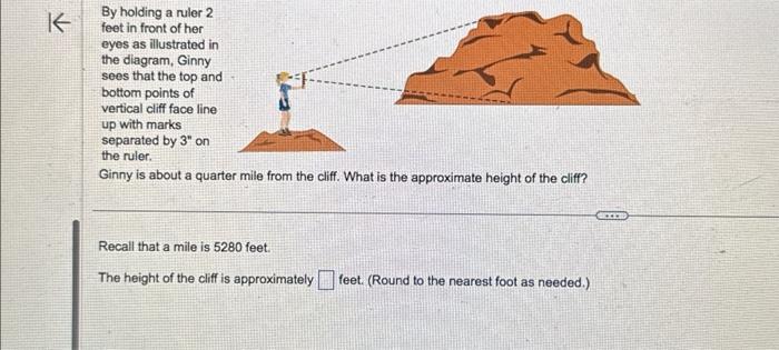 Solved By holding a ruler 2 feet in front of her eyes as | Chegg.com
