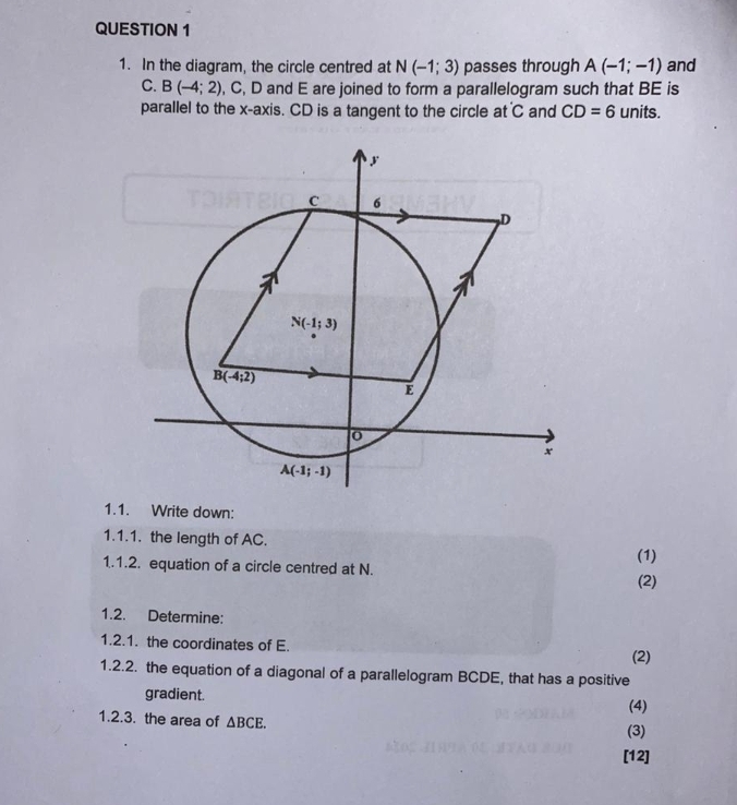 Solved QUESTION 1In the diagram, the circle centred at | Chegg.com