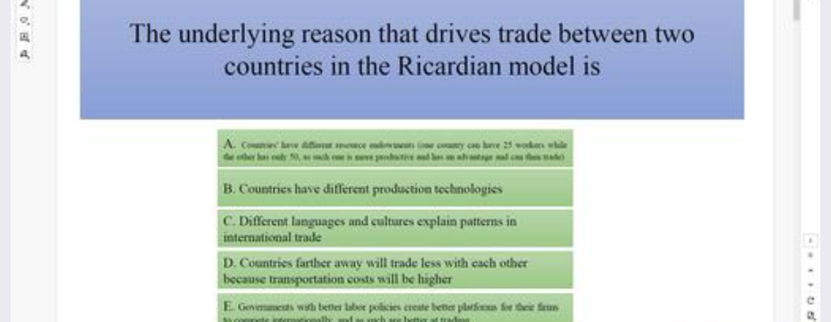 Solved The underlying reason that drives trade between two | Chegg.com