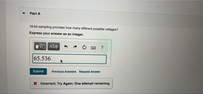 Solved Part A 16-bit sampling provides how many different | Chegg.com