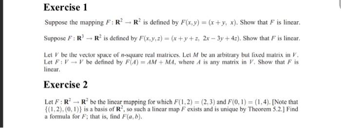 Solved Suppose the mapping F:R2→R2 is defined by | Chegg.com